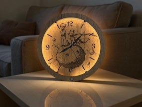 Li-Go "Malý princ" světelné hodiny s powerbankou a pohybovým čidlem/dub velikost svítidla/hodin: 50 cm