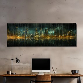 Obraz na plátně - Futuristické město - Abstraktní odraz Budoucnosti FeelHappy.cz Velikost obrazu: 150 x 50 cm