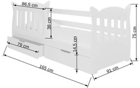 ADRK Postel LENA, CH-Len-W-D080, 160x75 cm s matrací, bílá