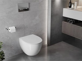 Mexen Egg, závěsná WC mísa Rimless s duroplastovým sedátkem s pomalým zavíráním, bílá lesklá, 30245000