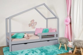 MAXIDO Dětská postel domeček Dita - jeden šuplík 180x80 šedá