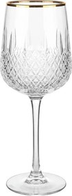 Elegantní sklenice na víno se zlatým okrajem - Ø 7*23 cm / 300 ml