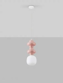 LED růžovo-bílý designový lustr Clio