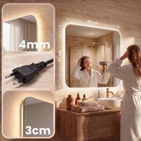 Koupelnové zrcadlo Palmiro 80x80 cm – čiré sklo