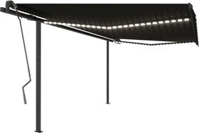 vidaXL Ručně zatahovací markýza s LED světlem 4 x 3,5 m [3070225] Barva: antracitová