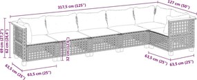 6dílná zahradní sedací souprava s poduškami černá polyratan 3261848