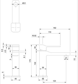 OMNIRES SL7710CR - Umyvadlová baterie SLIDE 17 cm lesklý chrom