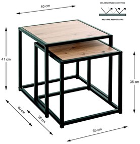 Sada stolků Lucca, černé/dub artisan