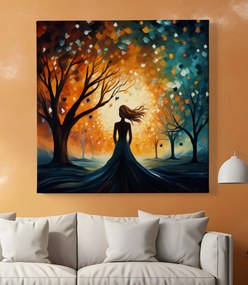 Obraz na plátně - Sefira prochází stromovou alej FeelHappy.cz Velikost obrazu: 140 x 140 cm