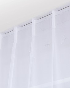 Záclona na jednotlivých hačcích flex barva bílá látka poloprůhledná, pletený vzor, vzorované