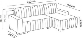 Falco Rohová sedací souprava HAKIM rozkládací s úložným prostorem, pravá, béžová/manila21