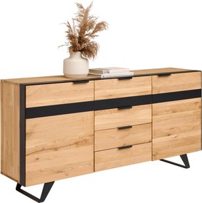 XXXLutz ŠIROKÁ KOMODA, divoký dub, černá, divoký dub, 181/80/42 cm Landscape - Komody na nožičkách - 002730003801