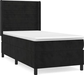 Box spring postel s matrací černá 100x200 cm samet 3132725
