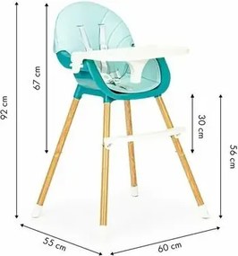 ECOTOYS Jídelní židlička 2v1 Modrá / od 6 měsíců
