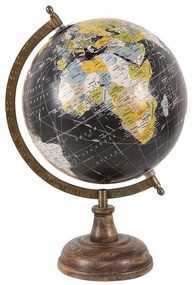 Černý dekorativní glóbus na dřevěném podstavci Globe - 22*22*37 cm