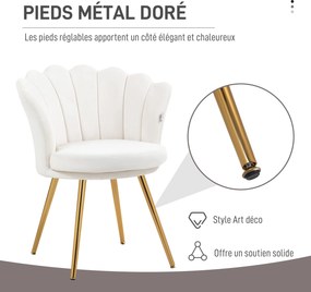 HOMCOM Křeslo typu Shell, Sametové, Toaletní Křeslo, Lounge Křeslo se Zlatými Kovovými Nohami pro Obývací Pokoj, Ložnici a Jídelnu, 67Š x 64H x 77V c…