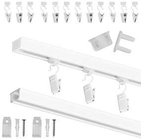 Dekodum Jednořadá hliníková stropní kolejnicová garnýž bílá kombinovaný 150 cm