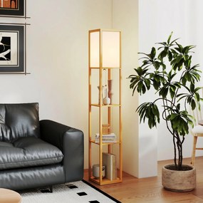 HOMCOM stojací lampa s 3 policemi, stojací svítidlo s objímkou E27, 26 x 160 cm, do obývacího/pokojového prostoru (Bez žárovky)