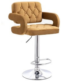 LuxuryForm Barová židle  ADRIA VELUR na stříbrném talíři - hnědá