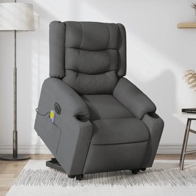 Elektrické zvedací masážní polohovací křeslo tmavě šedé textil 3206583