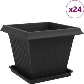 Květináče 24 ks Černá Plast 3403317