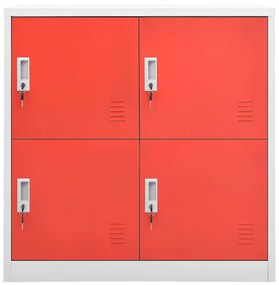 Uzamykatelná skříň světle šedá a červená 90 x 45 x 92,5 cm ocel - Default Title