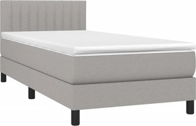 Box spring postel s matrací světle šedá 90x200 cm textil 3140185