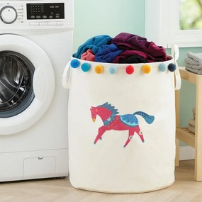 Bílý látkový dětský koš na hračky ø 38x48 cm Mimo Eclectic Horse – Premier Housewares
