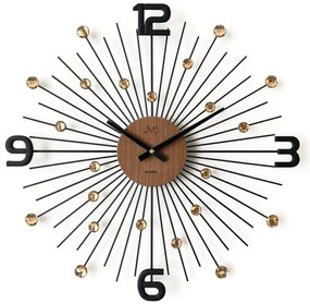 JVD Designové kovové černo-hnědé paprskovité hodiny JVD HT117.1