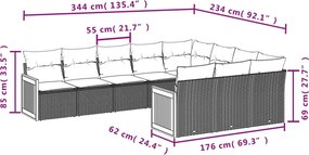 10dílná zahradní sedací souprava s poduškami béžová polyratan 3260421