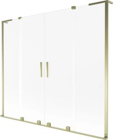 Mexen Velar L Duo vanová zástěna 2-křídlová posuvná 200 x 150 cm, námraza, zlatá - 896-200-003-32-50
