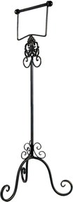 Černý antik kovový držák toaletního papíru Potier ornament - 27*24*70 cm