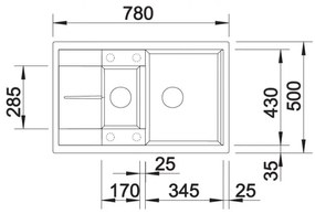 Granitový dřez Blanco METRA 6 S Compact tartufo s excentrem 517353