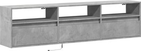 Nástěnná TV skříňka s LED betonově šedá 180 x 31 x 45 cm 3307943
