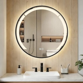 Costway 60 cm kulaté koupelnové zrcadlo s LED světlem