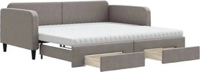 Válenda s přistýlkou a zásuvkami taupe 100 x 200 cm textil 3196878