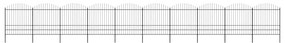 Zahradní plot s kopím nahoře ocelový 1673 x 200 cm černý 277757