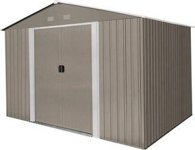 Riwall PRO RMSA 8x10 Brown - zahradní domek kovový 3 x 2,4 m se sedlovou střechou hnědý
