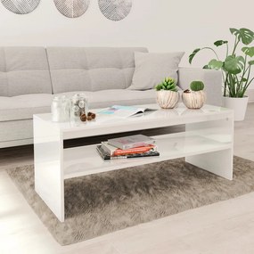 Konferenční stolek bílý vysoký lesk 100x40x40 cm dřevotříska - Default Title