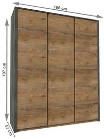 Šatní skříň třídveřová MONTANA S3D Tempo Kondela Dub lefkas