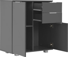 Příborník šedý s vysokým leskem 71x35x80 cm kompozitní dřevo 283717