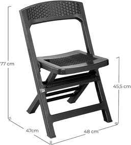 Progarden Zahradní plastová skládací židle Asso Rattan antracit