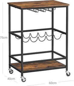 Autronic Pojízdný úložný vozík APV-E1187 Odstín: Staré dřevo