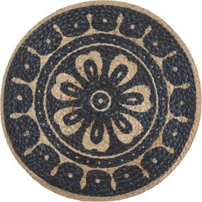 Ručně vyrobený sedací puf modrý 45 x 30 cm juta 248087