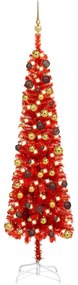 Úzký vánoční stromek s LED a sadou koulí červený 210 cm,  3078042 HangarStore.cz
