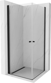 Mexen Pretoria Duo, sprchový kout se 2-křídlými dveřmi 90 (dveře) x 90 (dveře) cm, 6mm čiré sklo, černý profil, 852-090-090-70-00-02