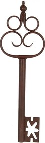 Hnědá kovová dekorace ve tvaru starého klíče Key - 17*3*54 cm