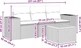 4dílná zahradní sedací souprava s poduškami černá polyratan 3257645