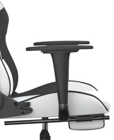 Petromila Masážní herní židle s podnožkou bílá a černá umělá kůže