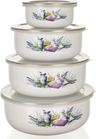Smaltované misky s víčky Lavender, BANQUET